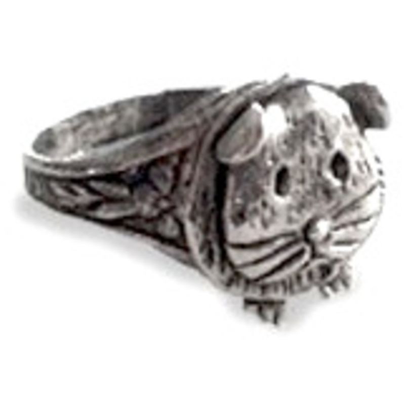 Guinea Pig Adjustable Ring in Pewter - Short Haired Piggy